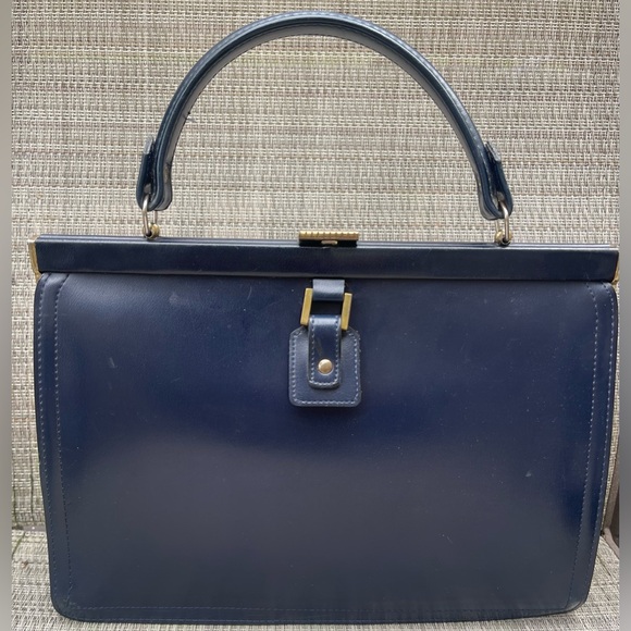 Dofan | Bags | Dofan Of France Blue Leather Top Handle Satchel Bag ...